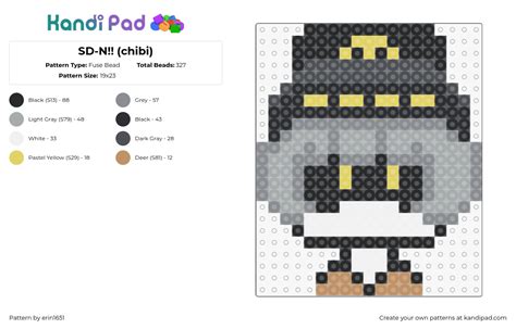 SD N Chibi Fuse Bead Pattern Kandi Pad Kandi Patterns Fuse Bead Patterns Pony Bead