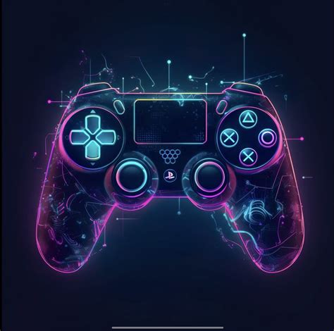 Abstract Neon Game Controller Digital Art Png File Etsy Game
