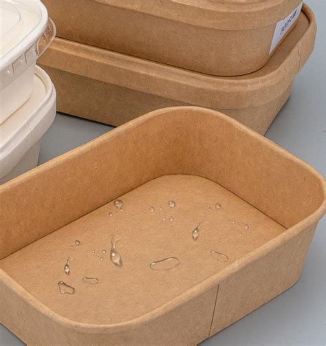 580ml 750ml 880ml 1000ml Rectangle Kraft Paper Bowls With Lids
