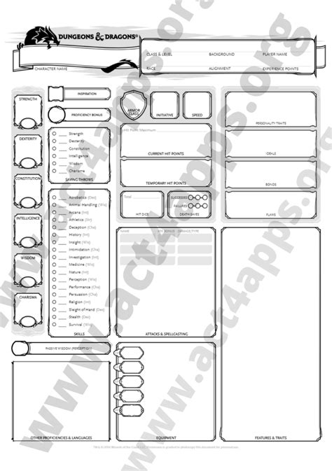Dandd 5e Character Sheet Fillable Online Fasrsm Images And Photos Finder