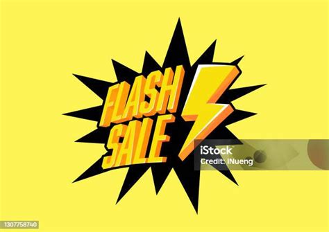 노란색 배경에 천둥플래시 판매 플래시 판매 배너 템플릿 디자인 낮에 대한 스톡 벡터 아트 및 기타 이미지 낮 플래시 반짝 세일 Istock