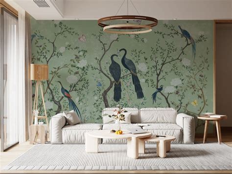 Peacock Wallpaper Murals Peel And Stick Self Adhesive By Etsy