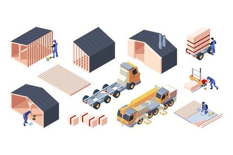 Modular Houses Real Estate Building Isometric Pictures Gari