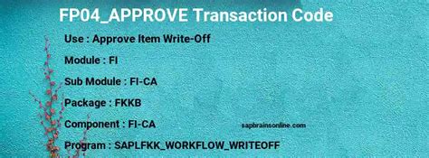 FP APPROVE SAP Tcode For Approve Item Write Off