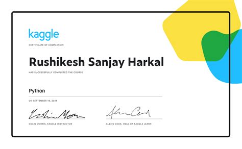 Rushikesh Sanjay Harkal Completed The Python Course On Kaggle