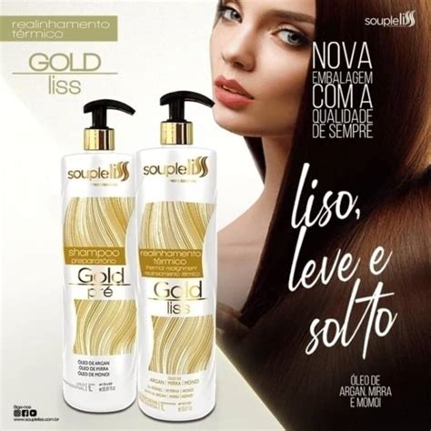 Escova Progressiva Gold Liss Realinhamento Térmico Souple Liss x ml