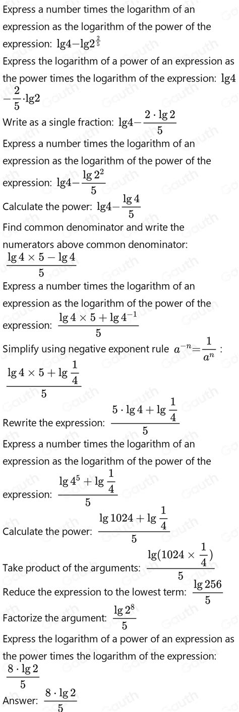Solved A Log 4 2 5 Log 2 [algebra]