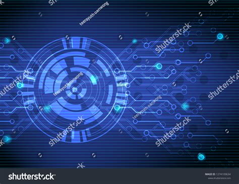 Abstract Blue Technology Backgroundvector Circle Electricity Stock