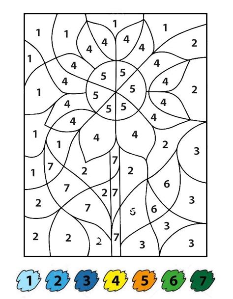 Simple Flower Color By Number Coloring Page Simple Flower Color By Number Coloring Page