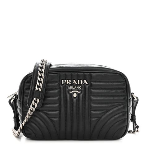 Prada Soft Calfskin Diagramme Camera Bag Black 1306639 Fashionphile