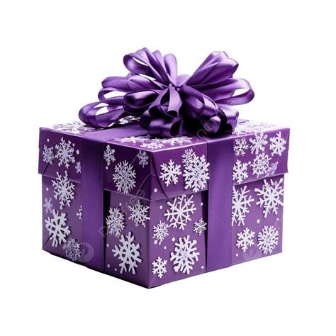 Purple Gift Box With Snowflakes Purple Gift Box PNG Transparent
