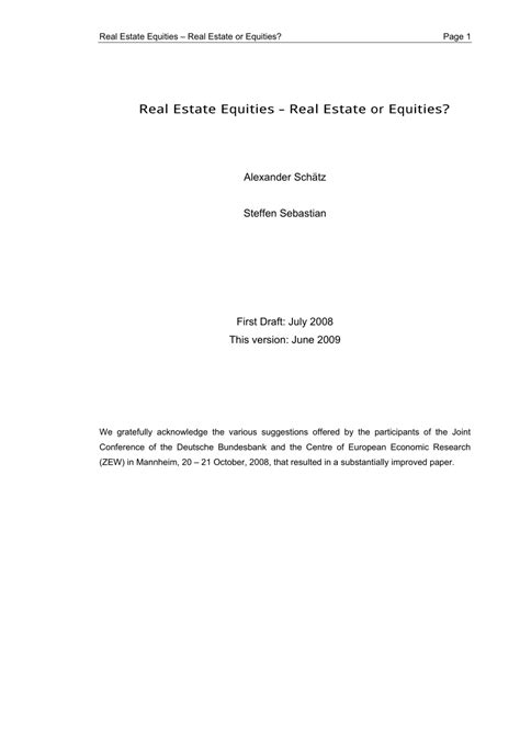 Pdf Real Estate Equities Real Estate Or Equities