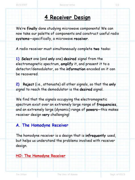 Section 4a The Homodyne Receiver Package Pdf Electronic Filter Detector Radio