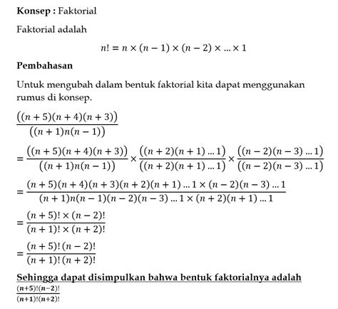 bentuk n 5 n 4 n 3 n 1 n n−1 jika dinyat