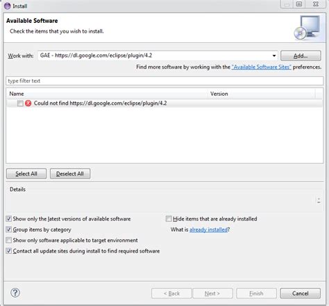 Error In Installing Google Plugin For Eclipse Juno 4 2 Stack Overflow