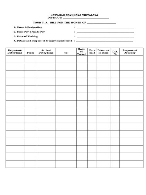 Ta Bill Form Pdf