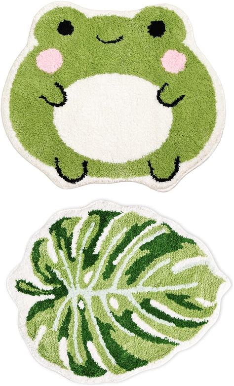 Panstar Green Bathroom Rugs Soft Palm Shaped Leaf Rug