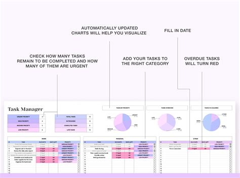 Task Tracker For Google Spreadsheet Digital To Do List Task Planner Google Sheets ADHD Task