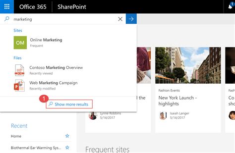 how to get to the classic search ui from a modern page in office 365
