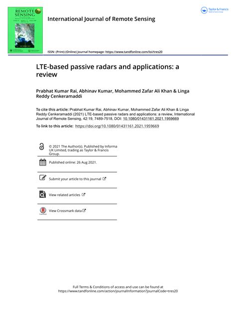 Pdf Lte Based Passive Radars And Applications A Review