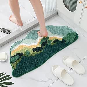 Amazon NIOKIT Thick Luxury Cute Green Moss Shag Bathroom Rugs Leaf