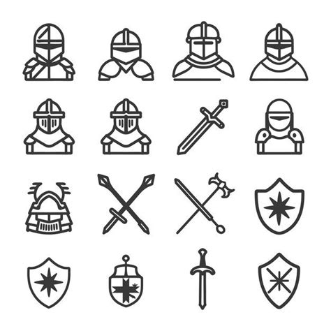 Knight Armor Swords And Shields Icon Set Download Vector Icon Set