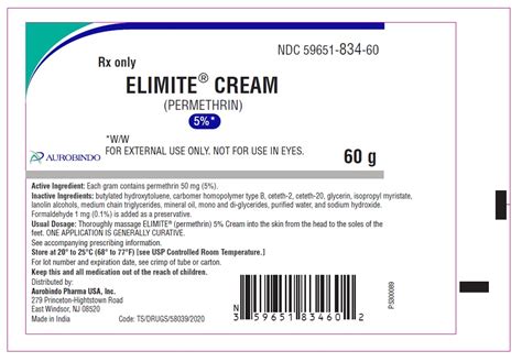 Dailymed Elimite Permethrin Cream