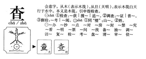 查字怎么读 查字的部首 查字的意思解释 学腾字典网