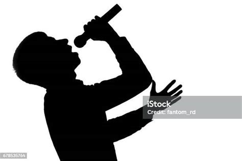 마이크가 있는 가수의 실루엣 가수에 대한 스톡 사진 및 기타 이미지 가수 공연자 남자 Istock
