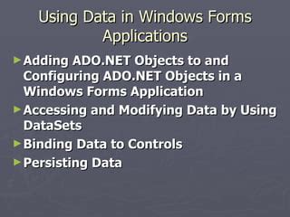 Developing Microsoft Net Applications For Windows Ppt