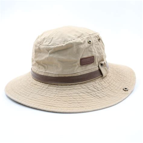 خرید کلاه لبه دار شکاری کتان دکمه دار باند و مارک چرمی Outdoor کرم کد