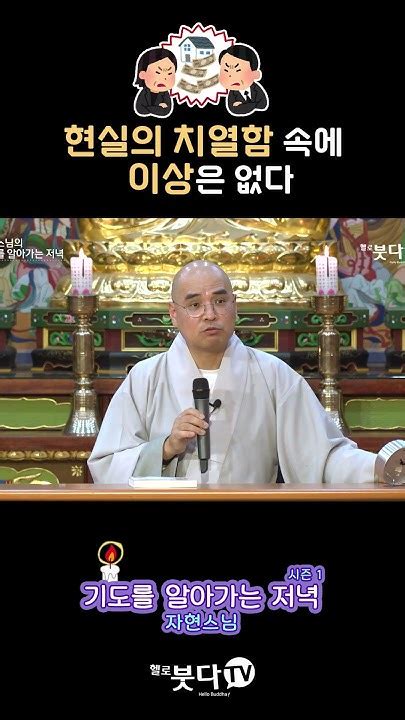 현실의 치열함 속에 이상은 없다 L 불교 문화 인생조언 유머 이야기 기도를 알아가는 저녁 시즌1자현스님 Shorts Youtube