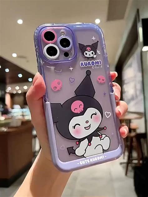 Japanese Kuromi Transparent Phone Case With Holder Zakapop Cartoon Character Iphone Cases