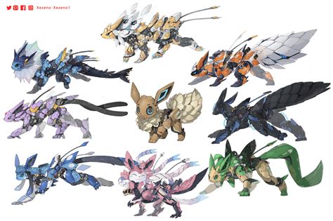 Eevee Sylveon Umbreon Glaceon Vaporeon And 4 More Pokemon Drawn