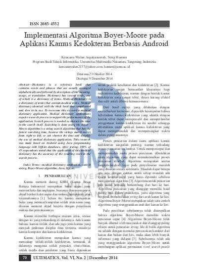 Implementasi Algoritma Boyer Moore Pada Aplikasi Kamus Kedokteran