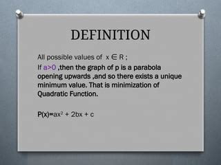 Quadratic Function Minimization Of It Applications Ppt