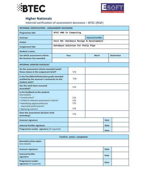 Database Design Assignment Brief Feedback BTEC HND Computing
