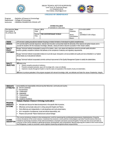 Cw Syllabus Crim Pdf Citizenship Globalization