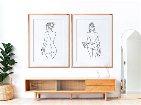 Woman Line Art Print Female Figure Line Art Set Naked Woman Wall Art