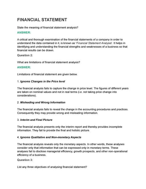 Financial Statement Advantagesdisadvantagesmethodtypes Importance