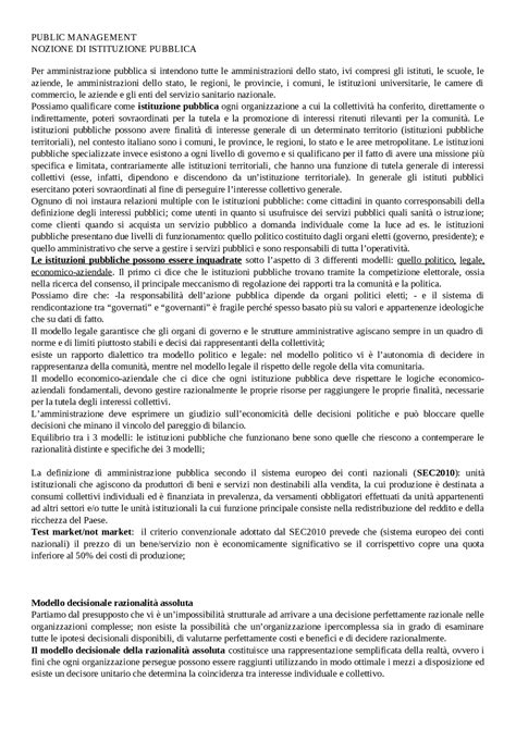 Public Management Riassunti Libro Appunti Di Management Pubblico