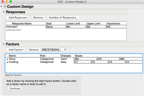 Solved What Is The Correct Way To Specify A Doe Factor That Is A Discrete Numerical Var