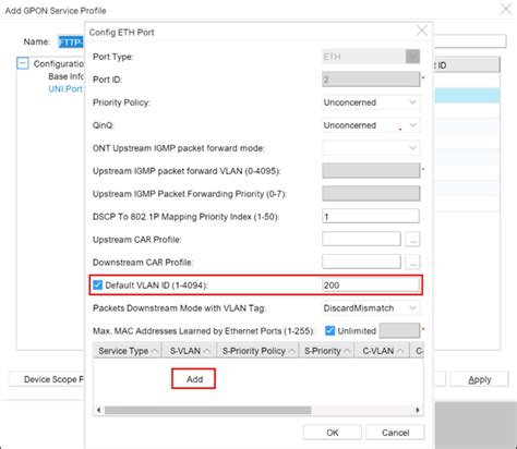 Service Profile Create By Imaster Nce Fan Nms Gpon Solution