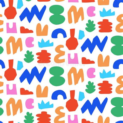 cut out abstract organic shapes seamless pattern stock vector
