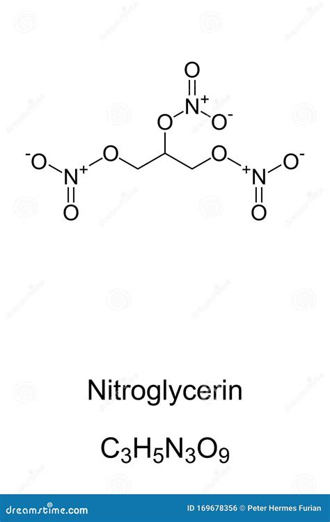 Nitroglycerin Molecule Skeletal Formula Stock Vector Illustration Of C3h5n3o9 Glyceryl 169678356