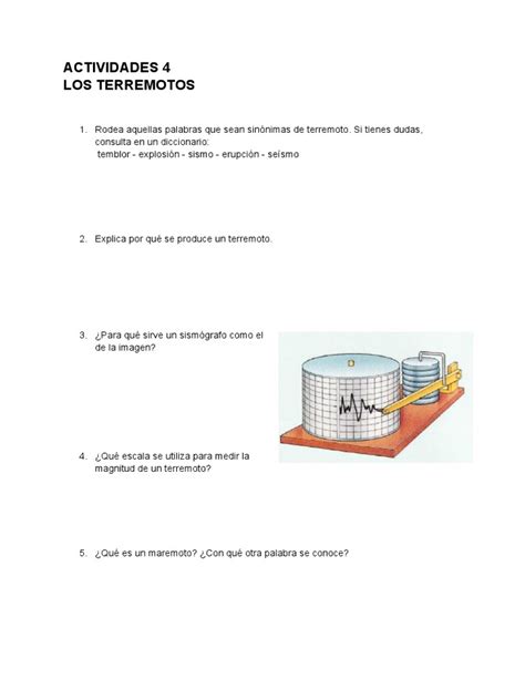 Actividades 4 Los Terremotos Pdf