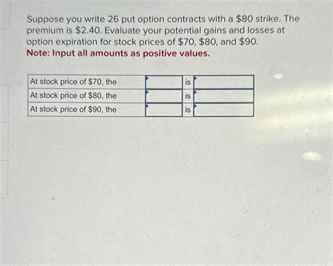 solved suppose you write 26 put option contracts with a 80