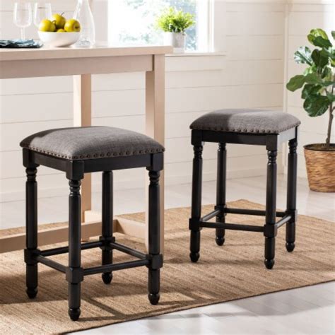 Preston Linen Counter Stool Grey Grey Walnut 1 Unit Kroger