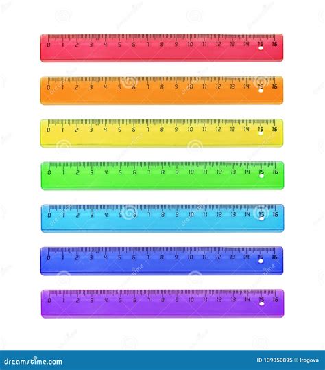 Set Of Rulers Is Plastic For Measuring Centimeters Stock Image Image Of Inch Millimeter