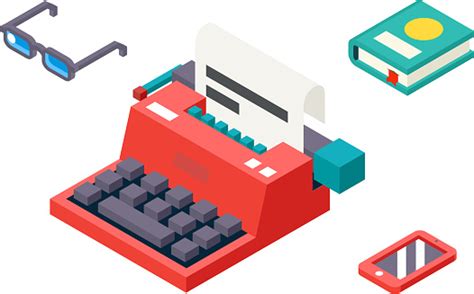 제품의 등각투영 3d 복고풍 빈티지 창의적임 기호까지 타자기 종이 시트 아이콘크기 3차원 형태에 대한 스톡 벡터 아트 및 기타 이미지 3차원 형태 고풍스런 골동품